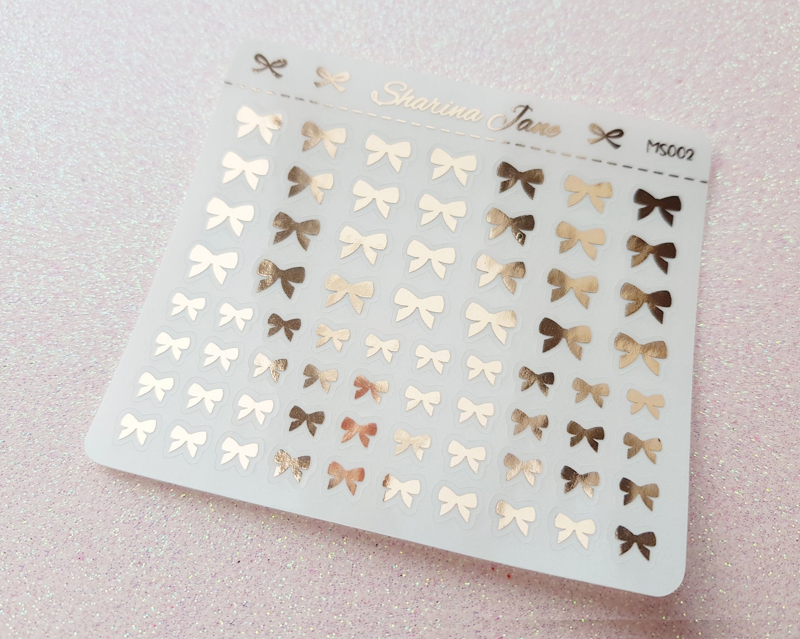 Foil Clear Mini Bow Planner Stickers - Mini Sheet, Miniature Bows, Tiny ...