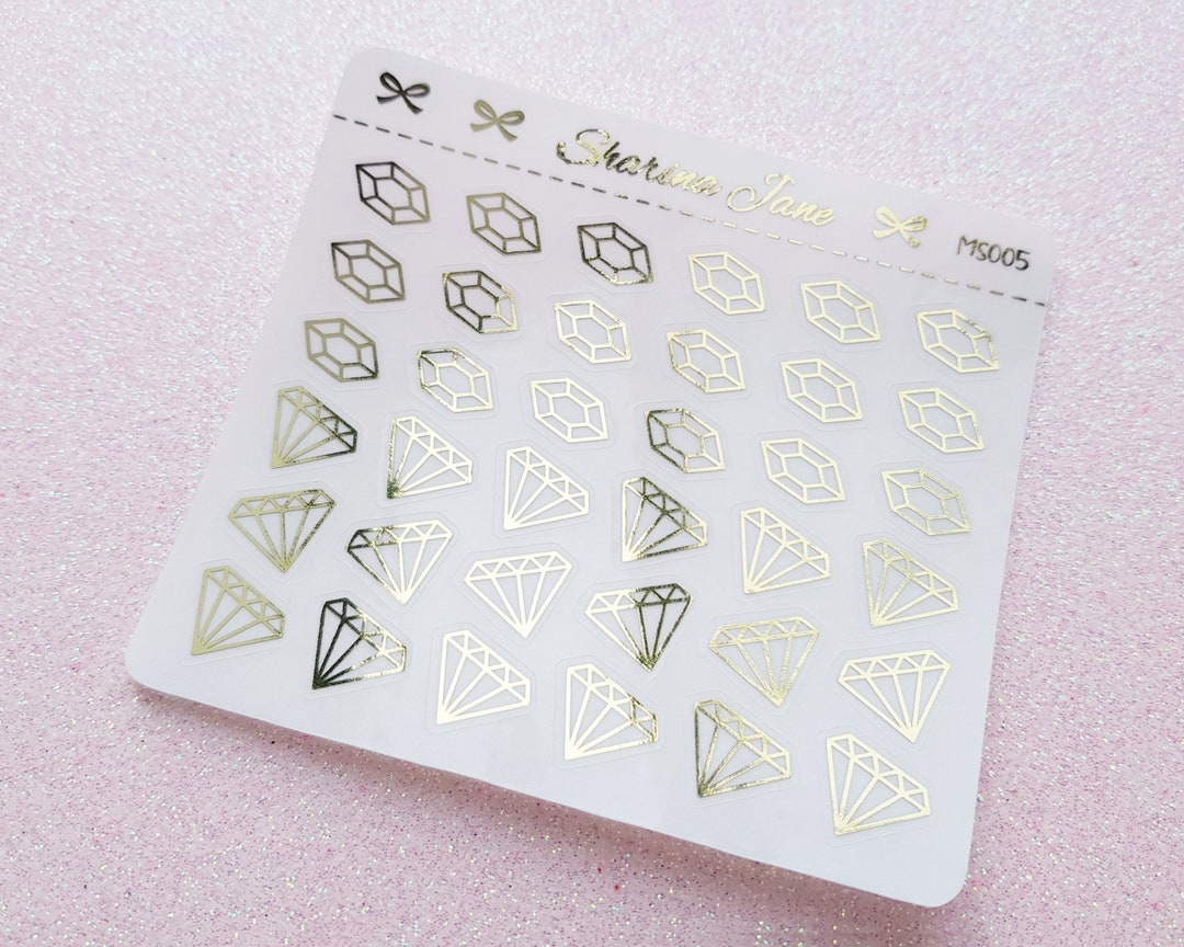 Foil Clear Crystal Planner Stickers - Mini Sheet, Clear Gem Stickers ...