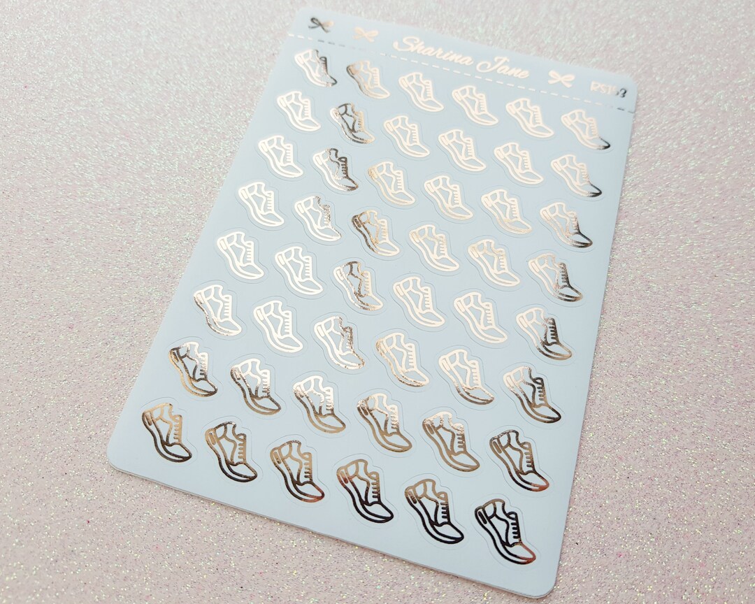 Foil Running Shoe Icon Planner Stickers, White or Clear Jogger Stickers ...