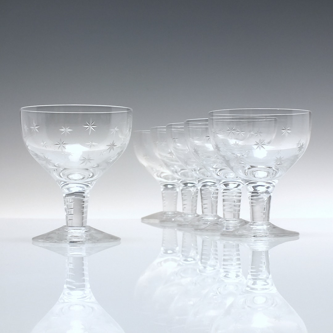 Six Vintage Engraved Stuart Crystal Champagne Glasses C1950 - Etsy