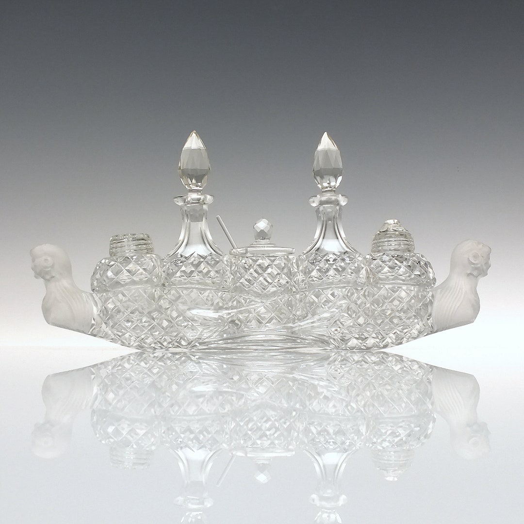 Rare Victorian Cut Glass Cruet Set Depicting Goddess Melusine1900 ...