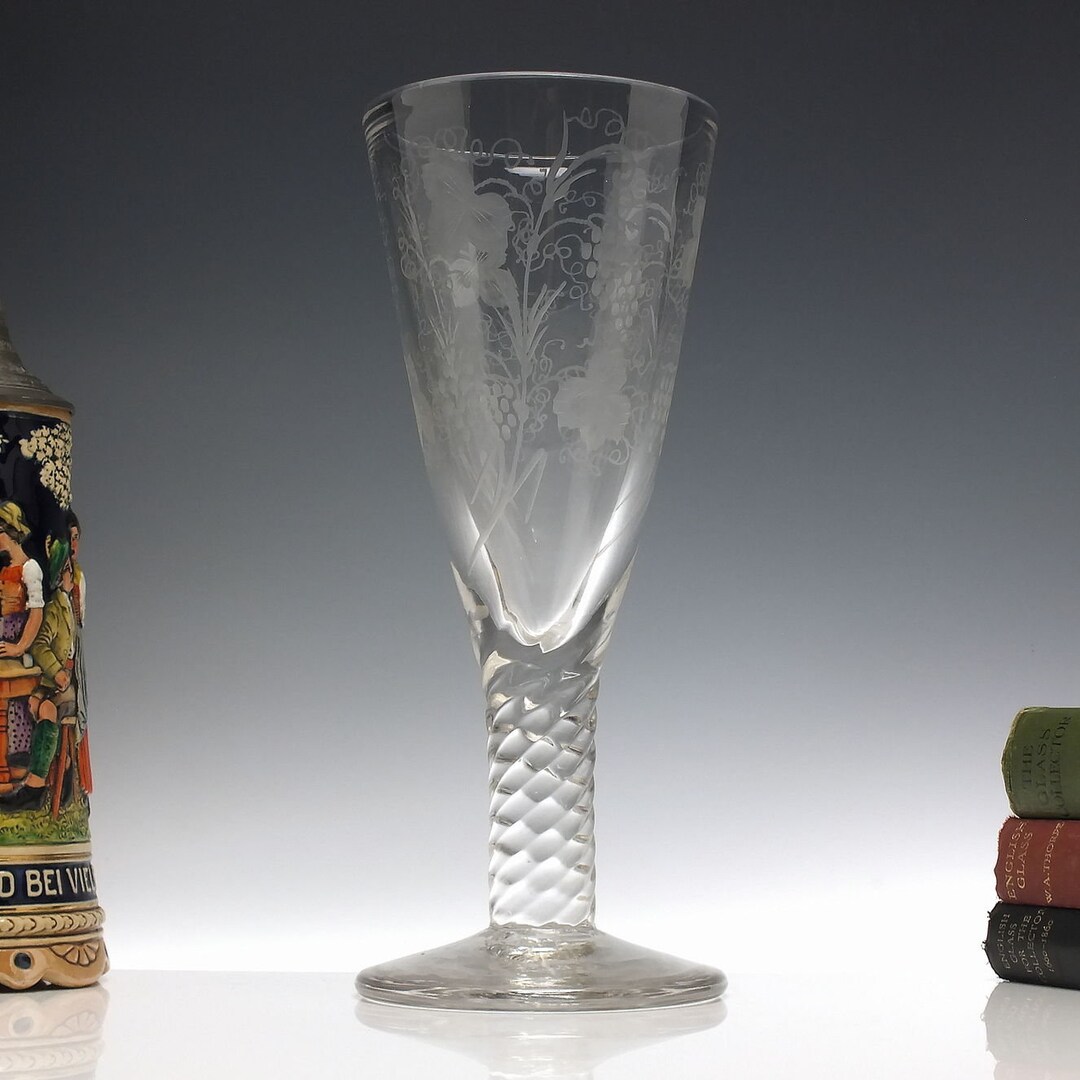 Large Antique Edwardian Engraved Ale Glass Goblet C1905 - Etsy