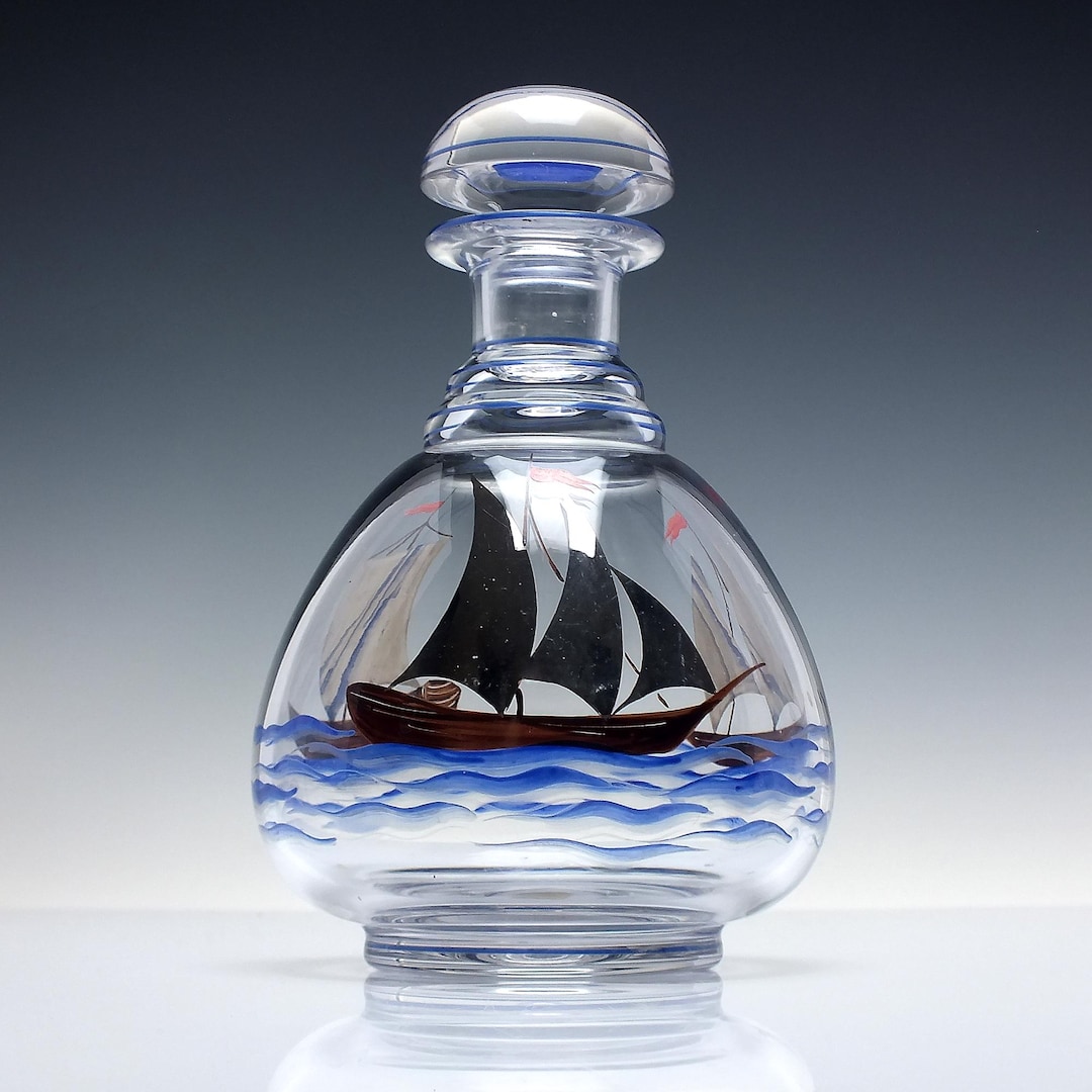 Vintage Silvered & Enamelled Sailing Ship Glass Decanter C1950 - Etsy