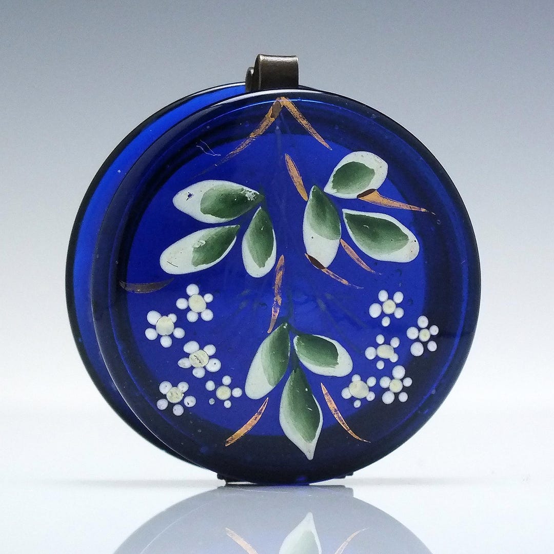 Victorian Enamelled Blue Glass Pill Box C1880 - Etsy