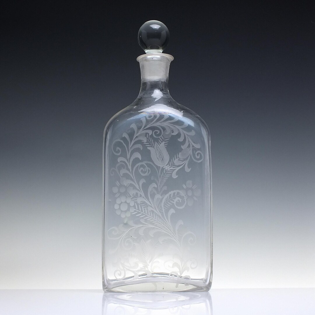 19th Century Engraved Magnum Glass Decanter C1850 - Etsy