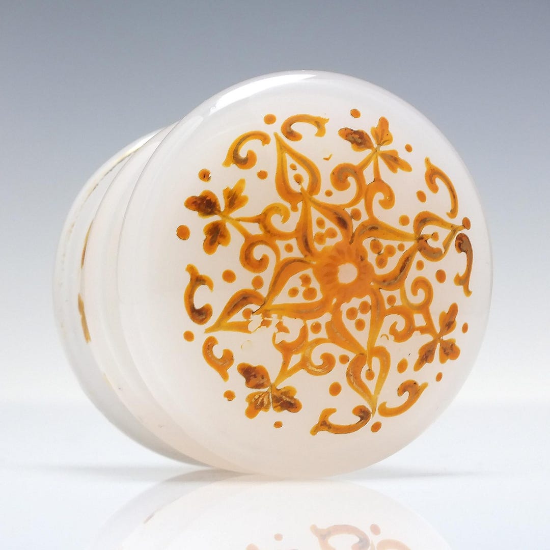 19th Century Hand Enamelled Lidded Opaque Glass Trinket Box C1880 - Etsy