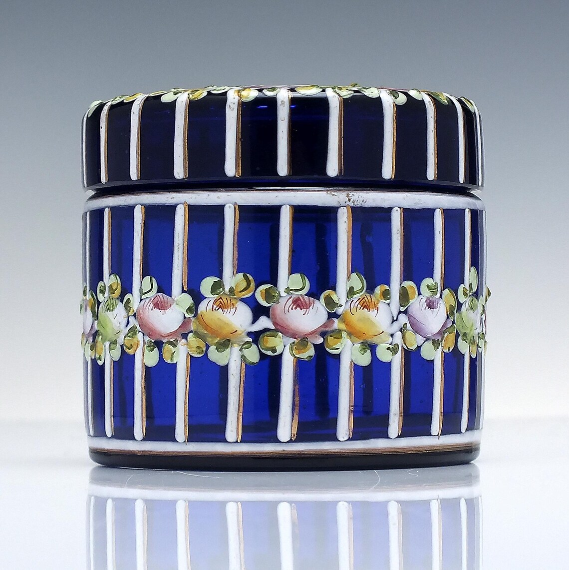 19th Century Moser Enamelled Blue Glass Trinket Box C1880 - Etsy