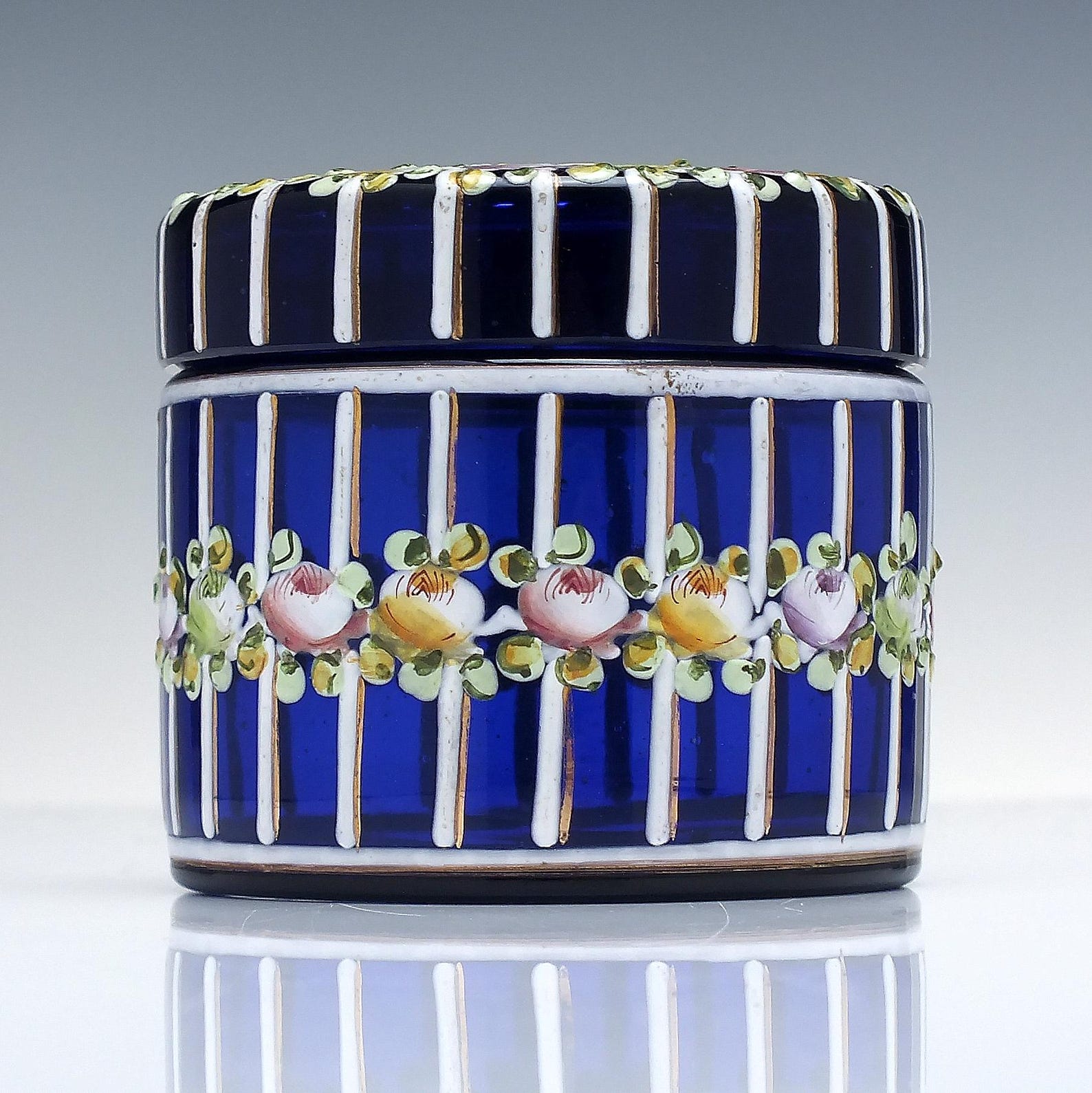 19th Century Moser Enamelled Blue Glass Trinket Box C1880 - Etsy