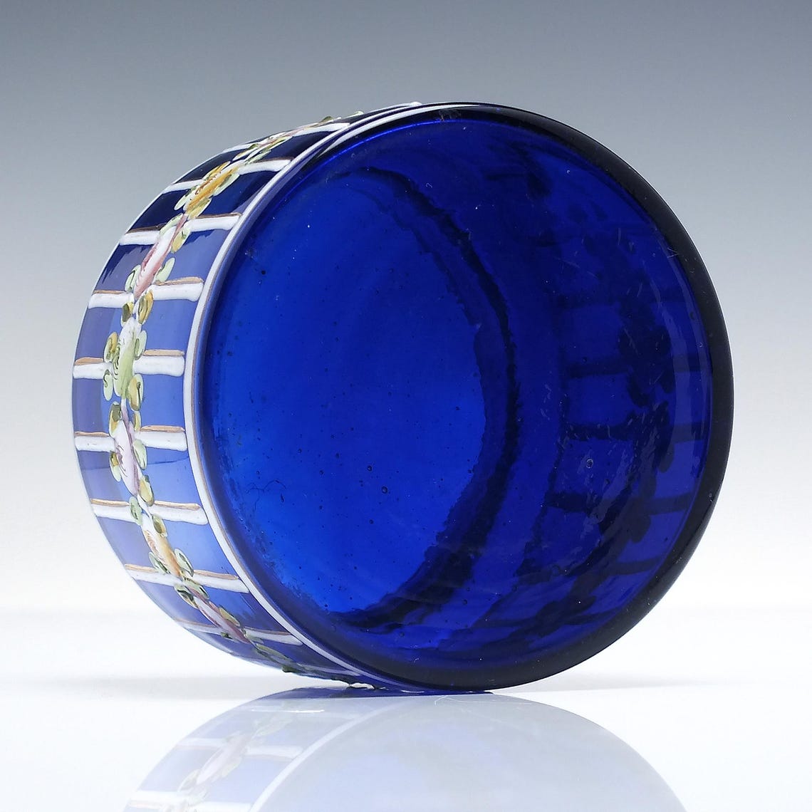 19th Century Moser Enamelled Blue Glass Trinket Box C1880 - Etsy