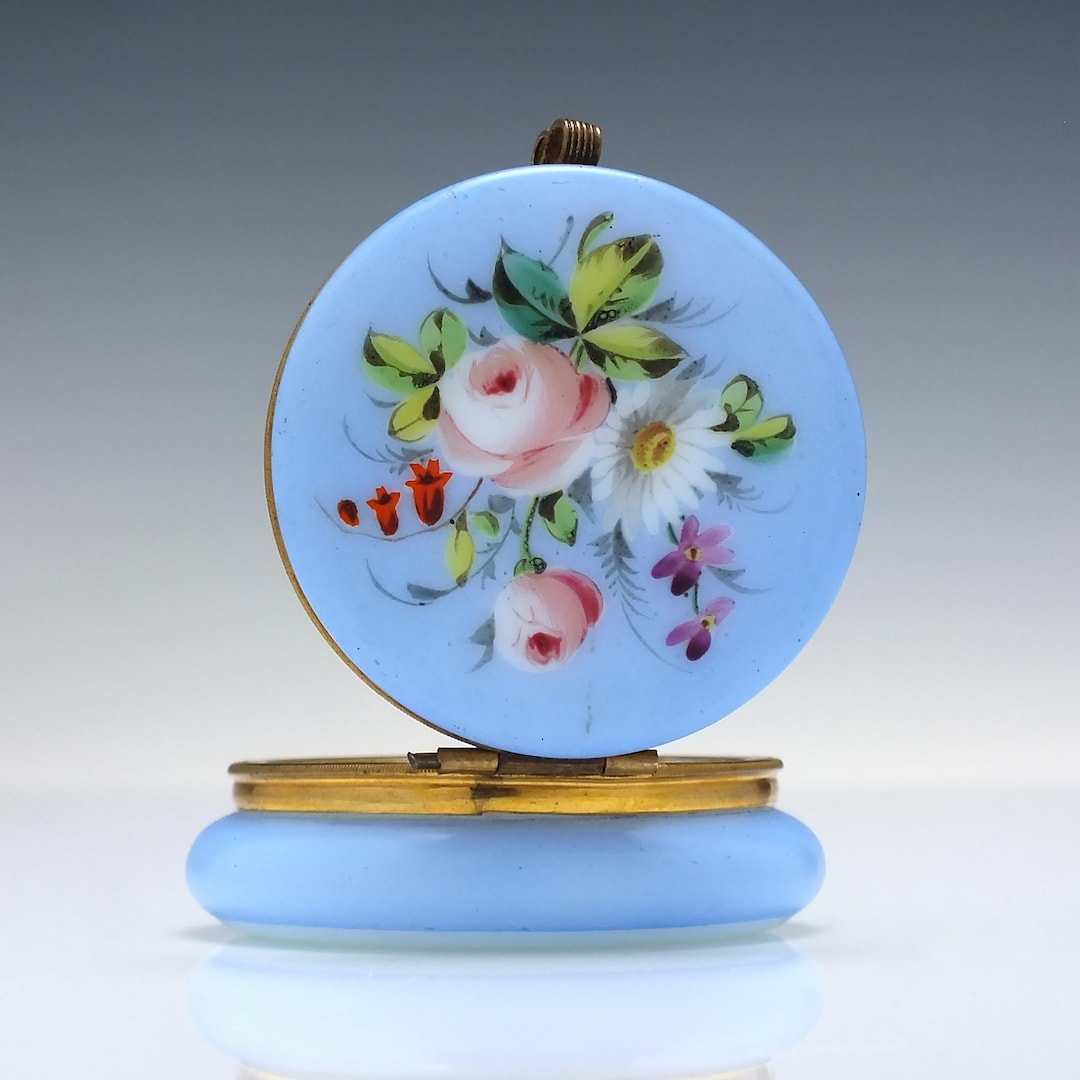19th Century French Hand Painted Blue Porcelain Pill Box C1880 - Etsy