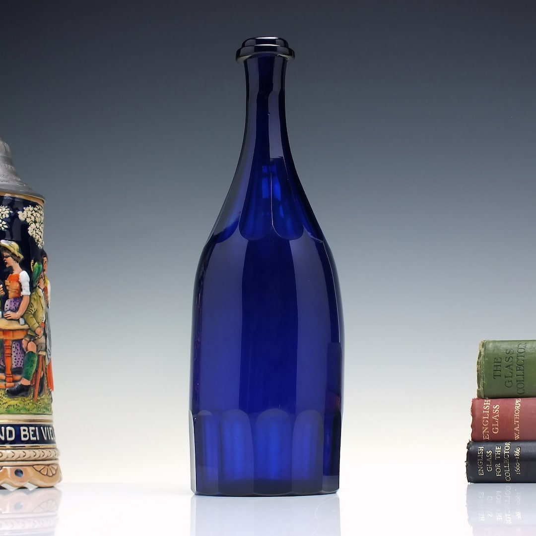 Victorian Bristol Blue Glass Serving Bottle C1830 - Etsy