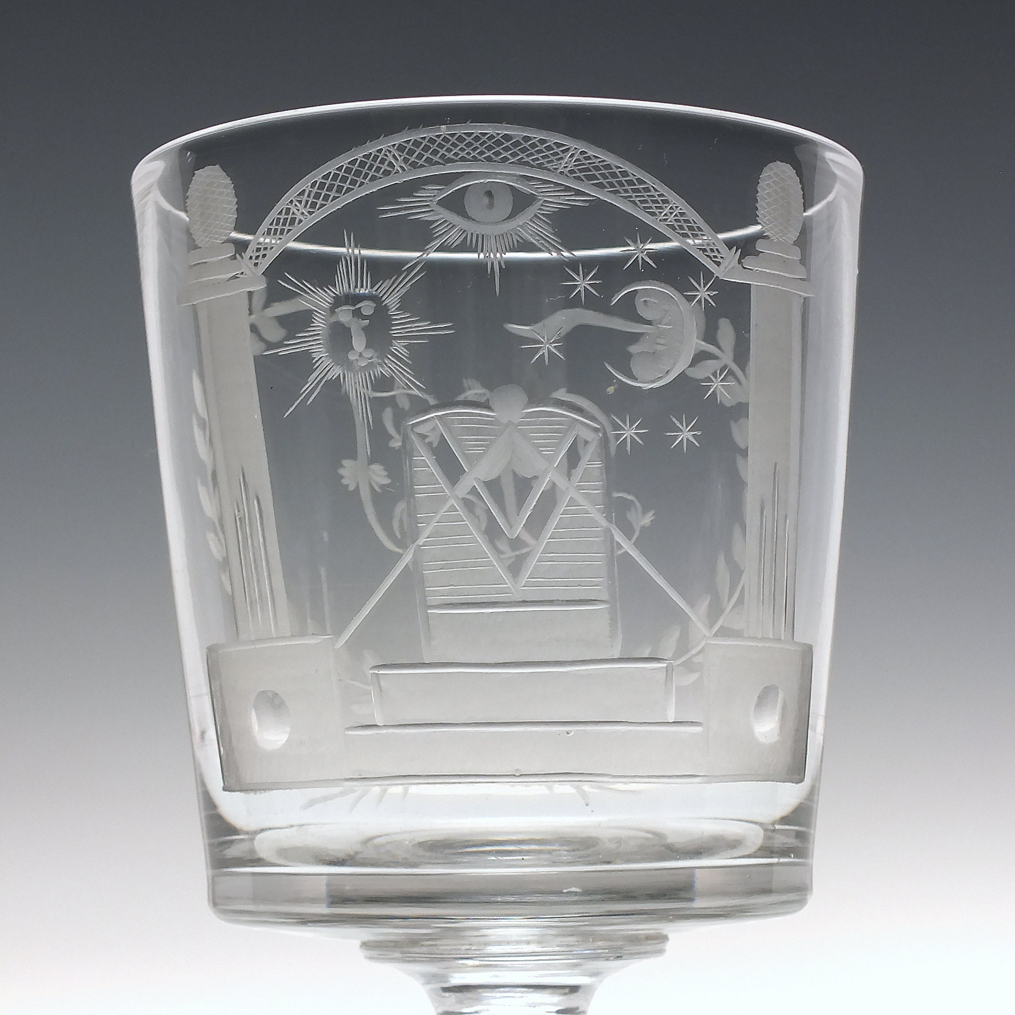 Large Antique 19th Century Masonic Engraved Glass Rummer C1820 - Etsy