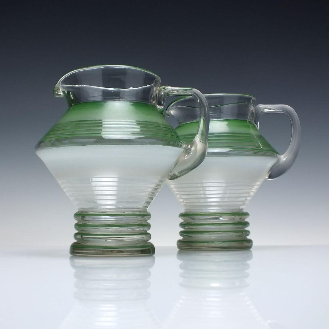 Pair Art Deco Glass Water Jugs or Pitchers C1930-50 - Etsy