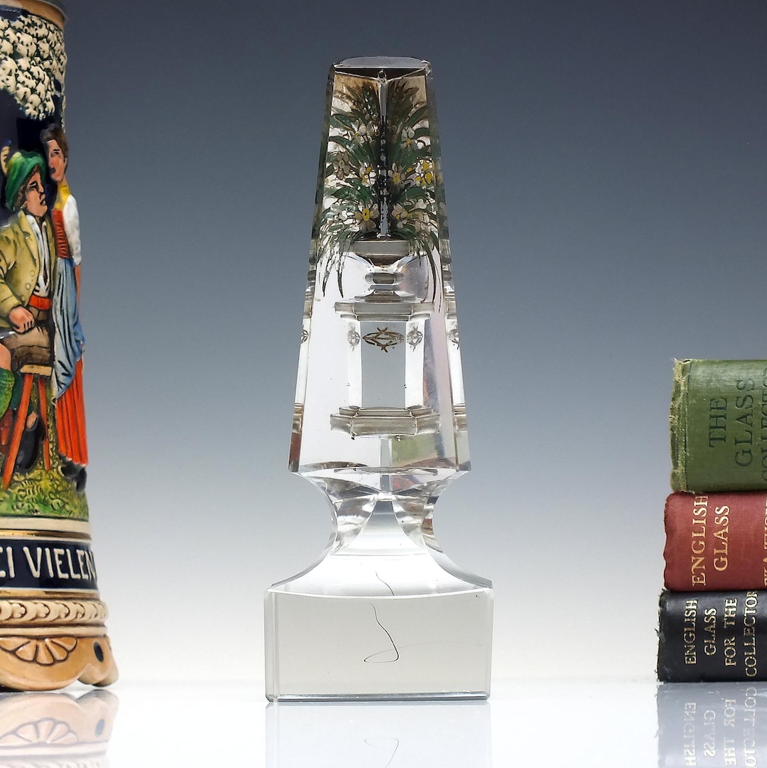 Victorian Antique Glass Obelisk Enamelled Paperweight C1840 - Etsy