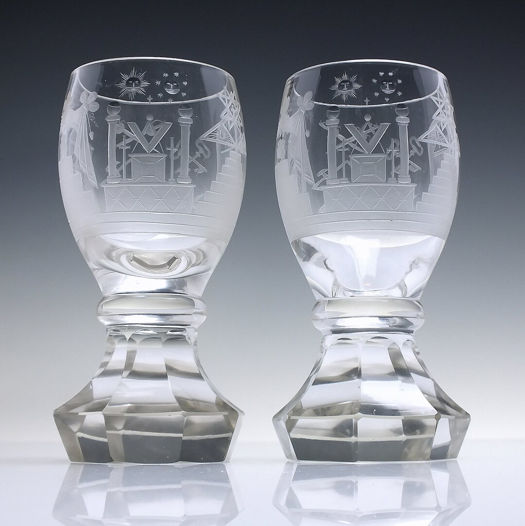 Pair Victorian Masonic Engraved Wine or Firing Glasses C1880 - Etsy Canada