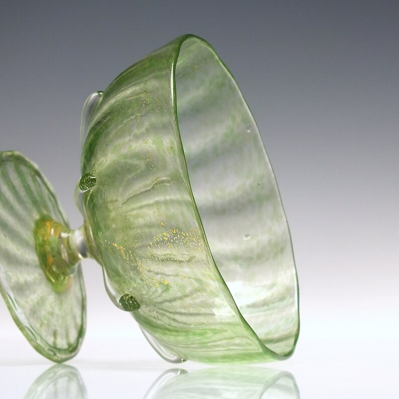 Six Antique Italian Salviati Green Glass Sundae Bowls With - Etsy