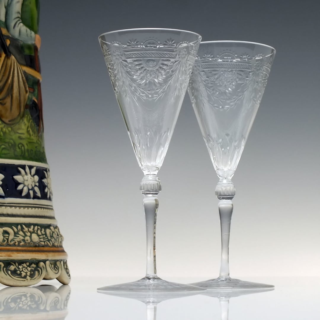 Pair Webb Intaglio Cut Clear Crystal Sherry or Port Glasses 1936-49 - Etsy