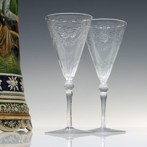 Pair Webb Intaglio Cut Clear Crystal Sherry or Port Glasses 1936-49 - Etsy