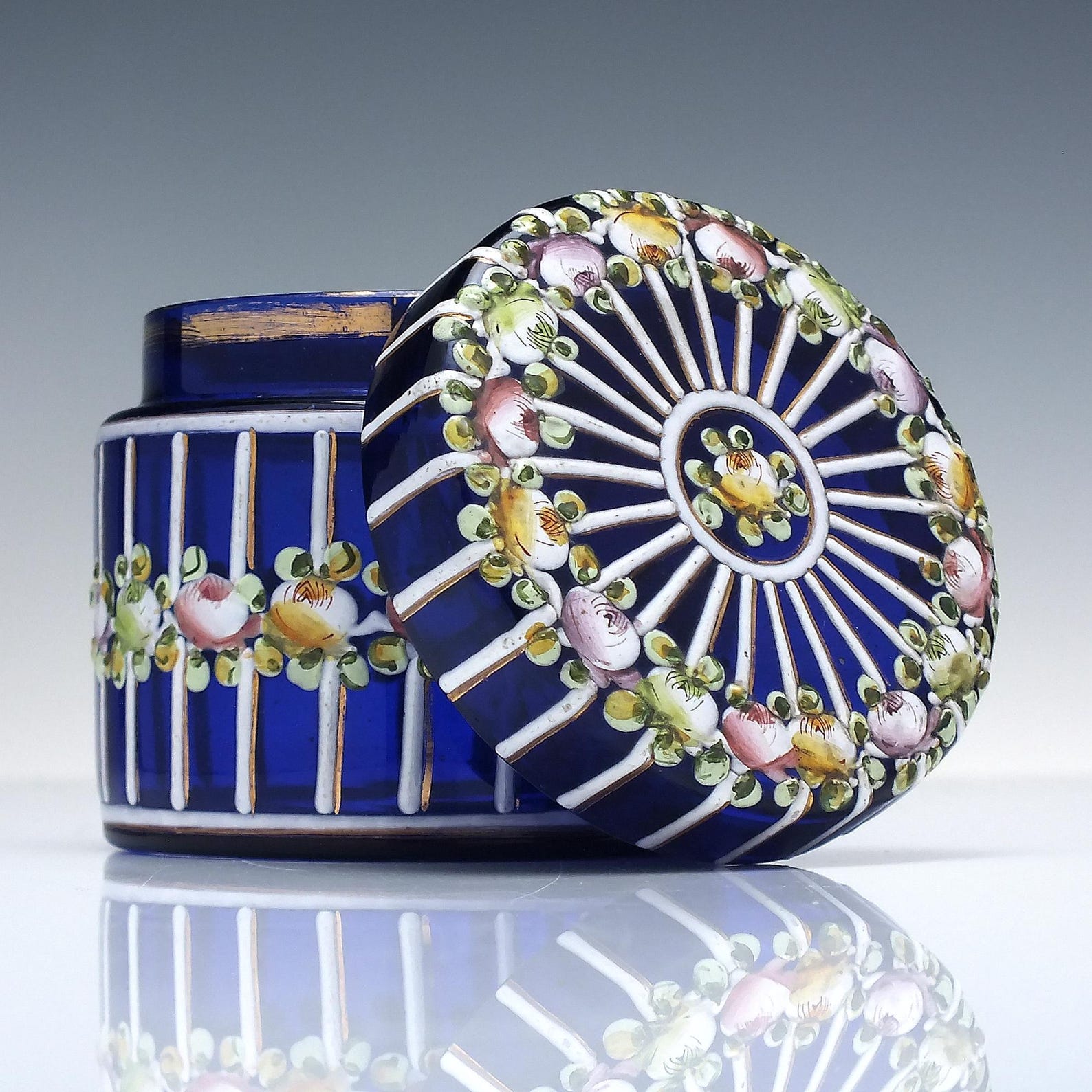 19th Century Moser Enamelled Blue Glass Trinket Box C1880 - Etsy