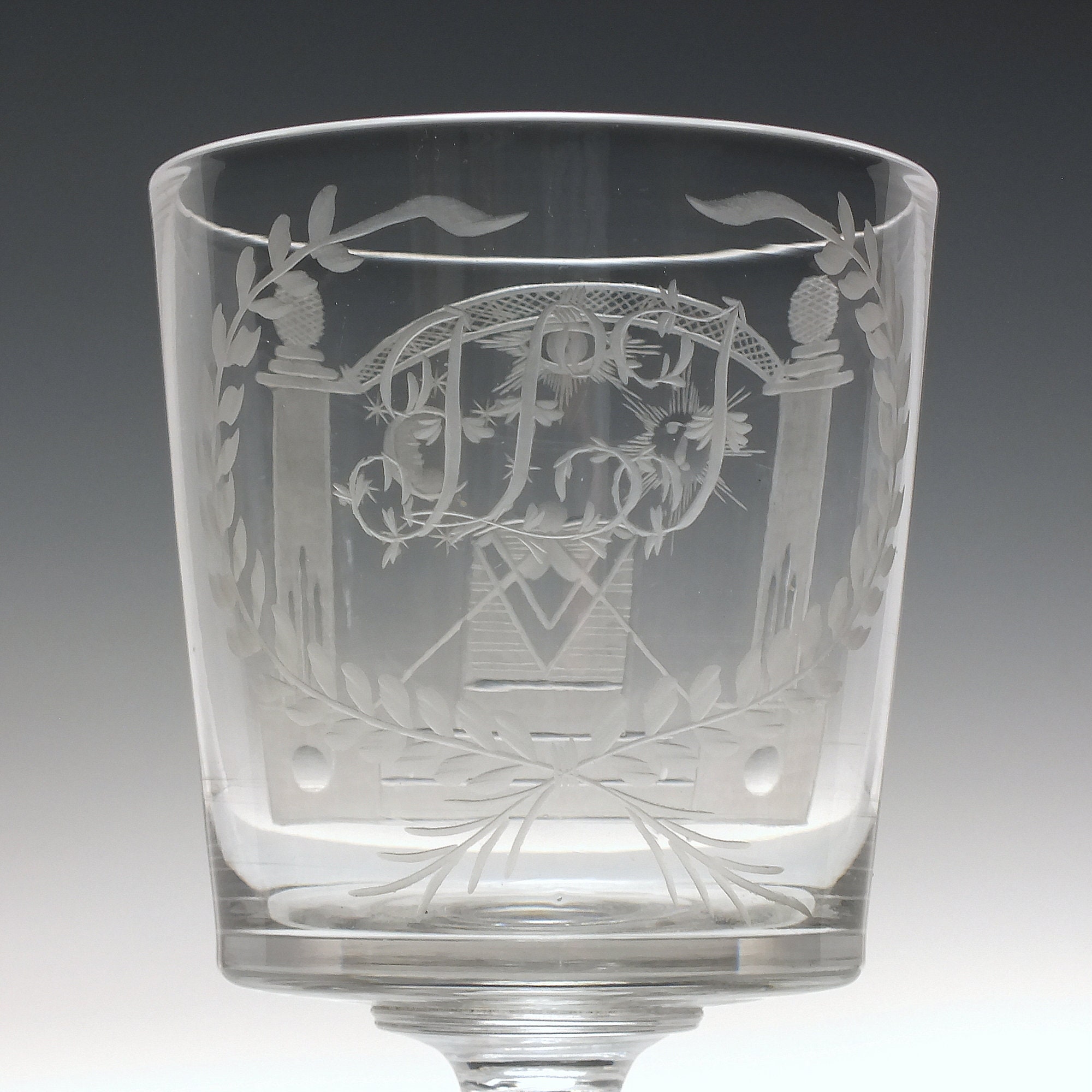 Large Antique 19th Century Masonic Engraved Glass Rummer C1820 - Etsy