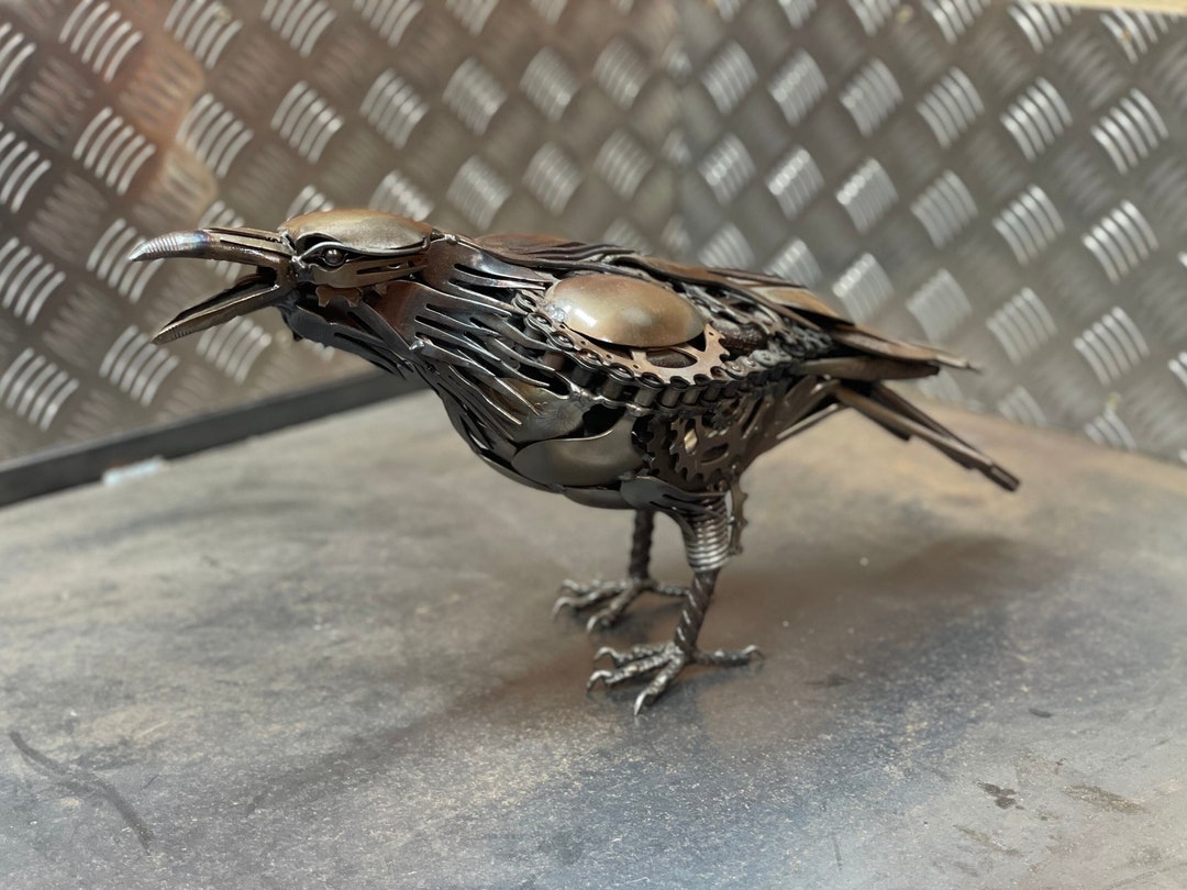 Scrap Metal Raven Sculpture - Etsy
