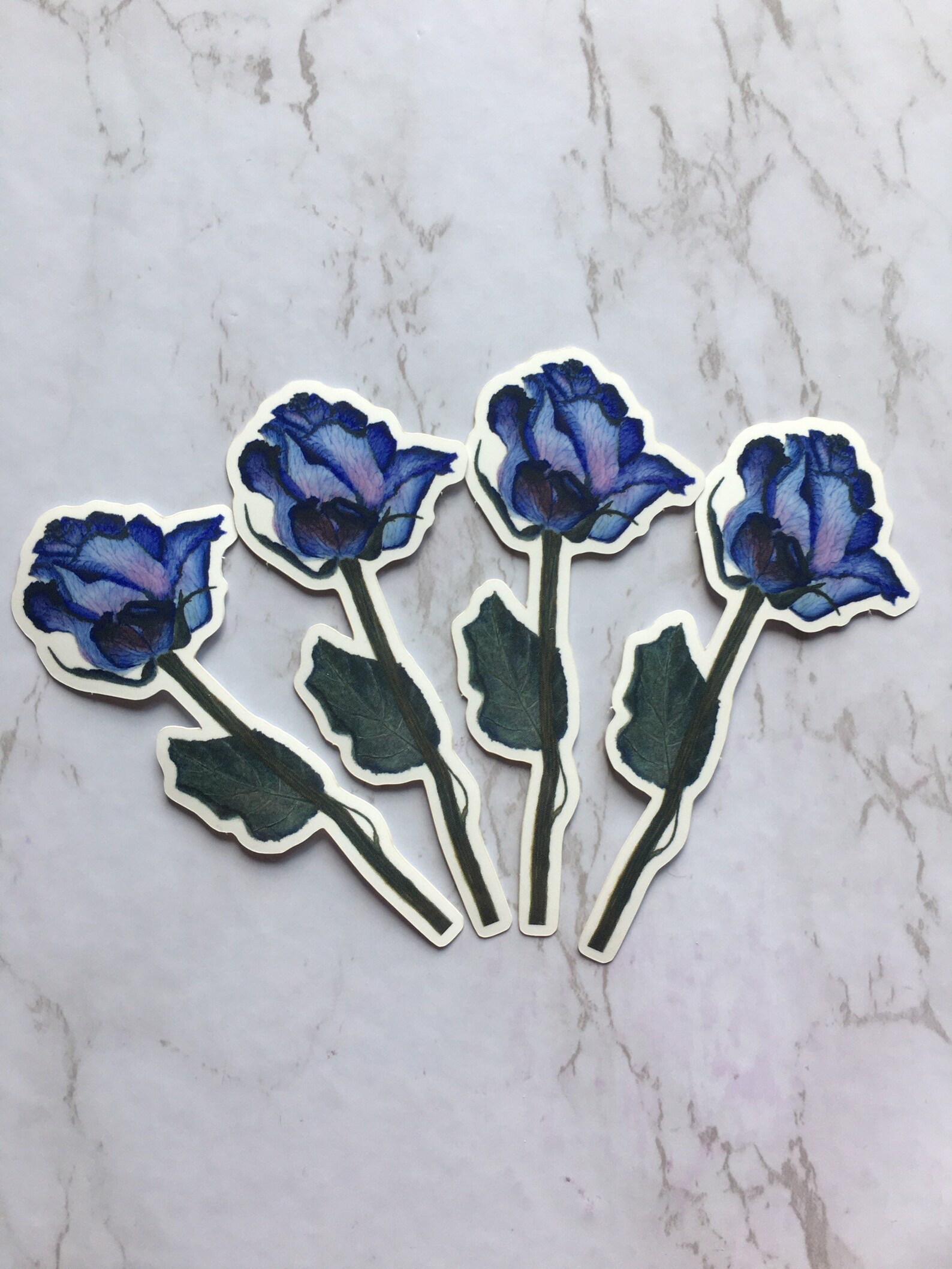 Vinyl Sticker Watercolor Blue Rose Botanical Art Sticker - Etsy