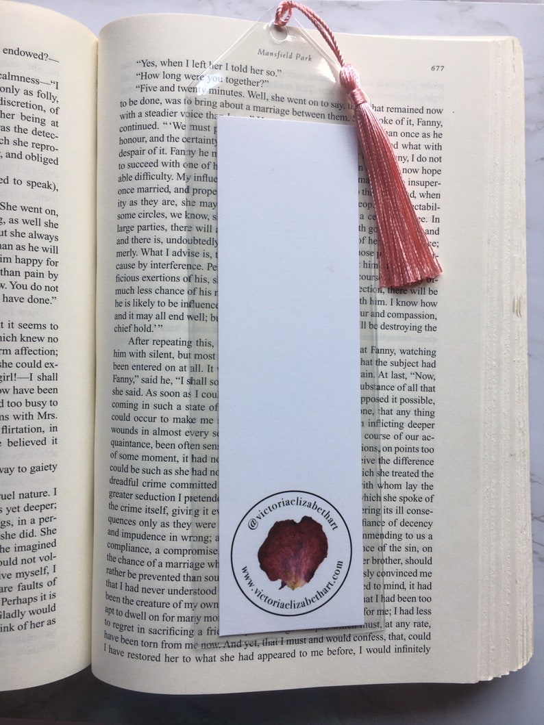 Pink and Purple Rose Paper Bookmark Dried Rose Bookmark | Etsy