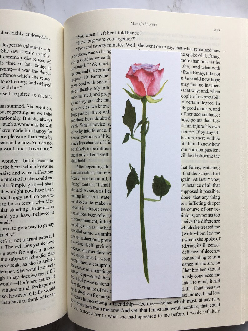 Pink and Purple Rose Paper Bookmark Dried Rose Bookmark | Etsy