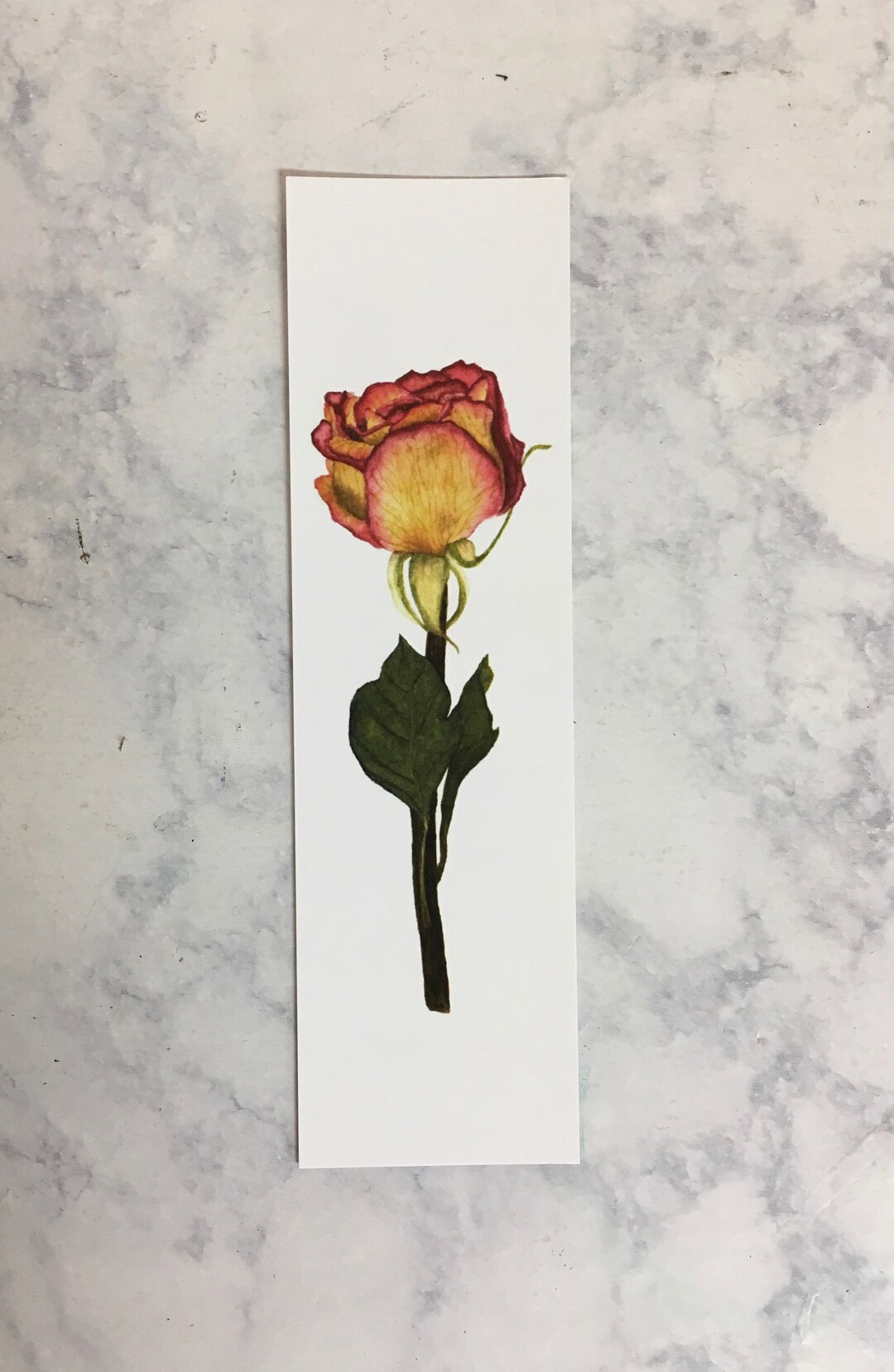 Floral Rose Paper Bookmark Dried Rose Bookmark Flower Bookmark ...