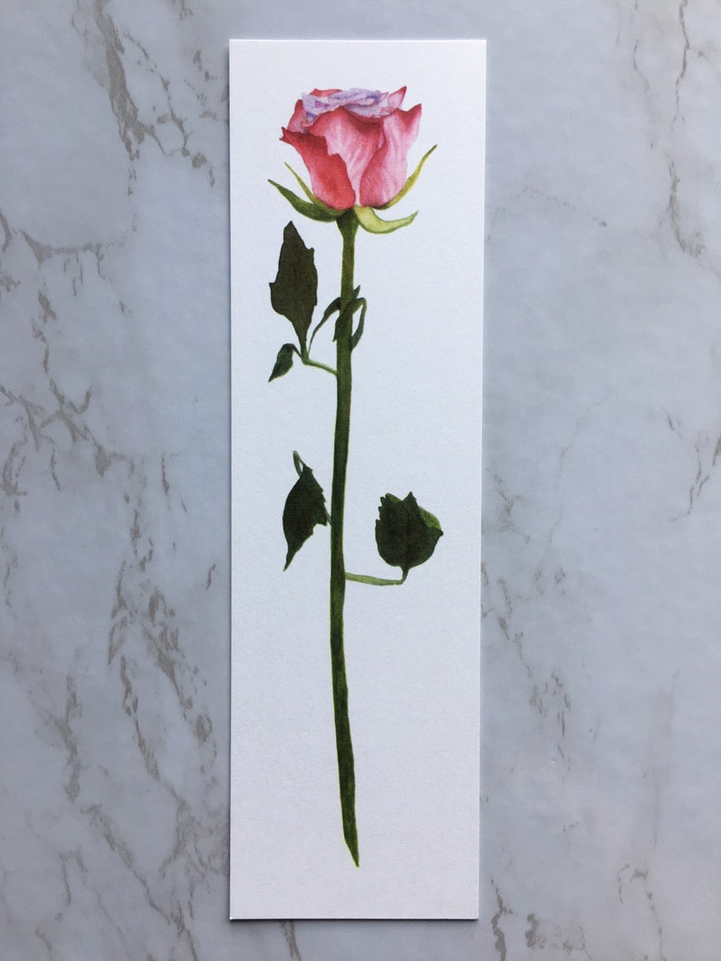 Pink and Purple Rose Paper Bookmark Dried Rose Bookmark | Etsy
