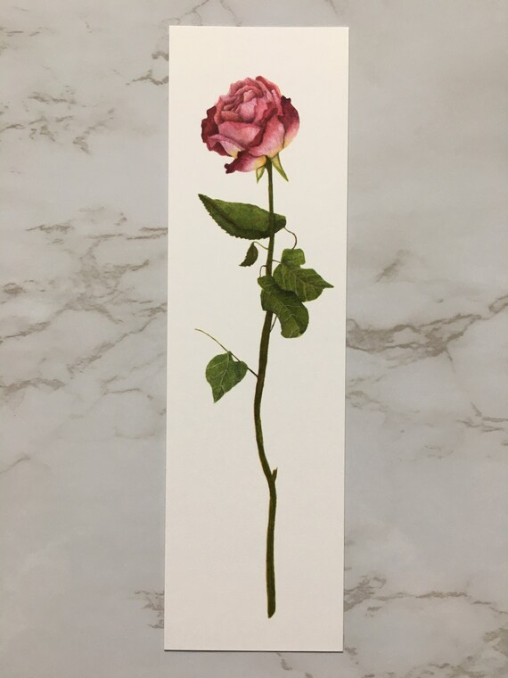 Pink Flower Rose Bookmark Floral Bookmark Flower Bookmark - Etsy