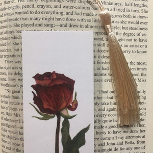 Red Rose Bookmark | Dried Rose Bookmark | Flower Bookmark | Book Lover ...