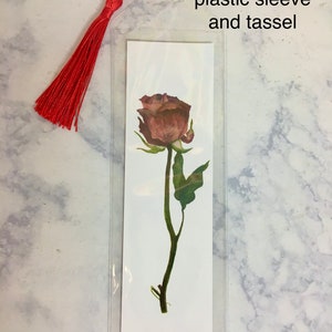 Red Rose Bookmark | Dried Rose Bookmark | Flower Bookmark | Book Lover ...