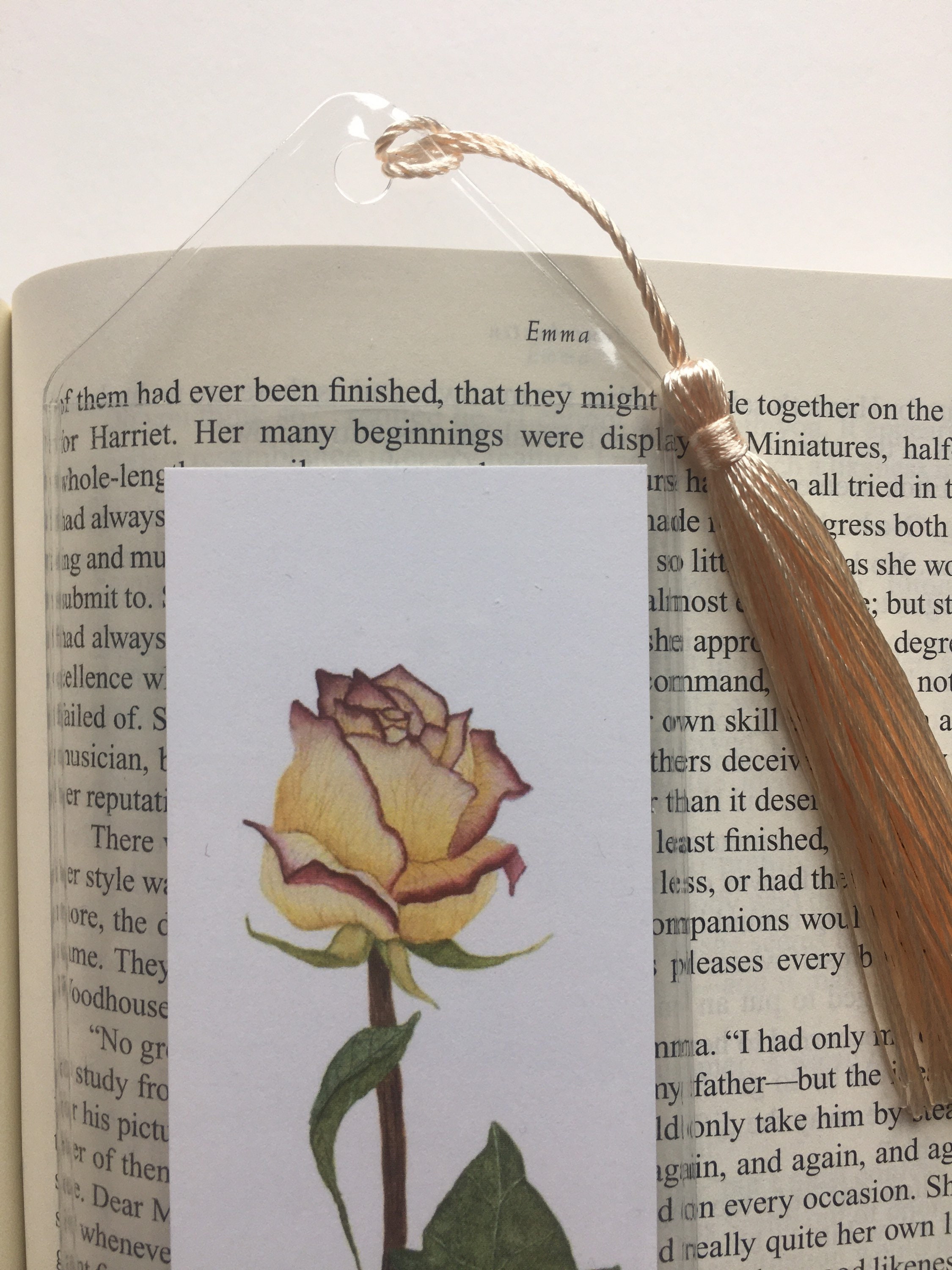 Yellow and Purple Rose Bookmark | Floral Bookmark | Watercolor Rose ...