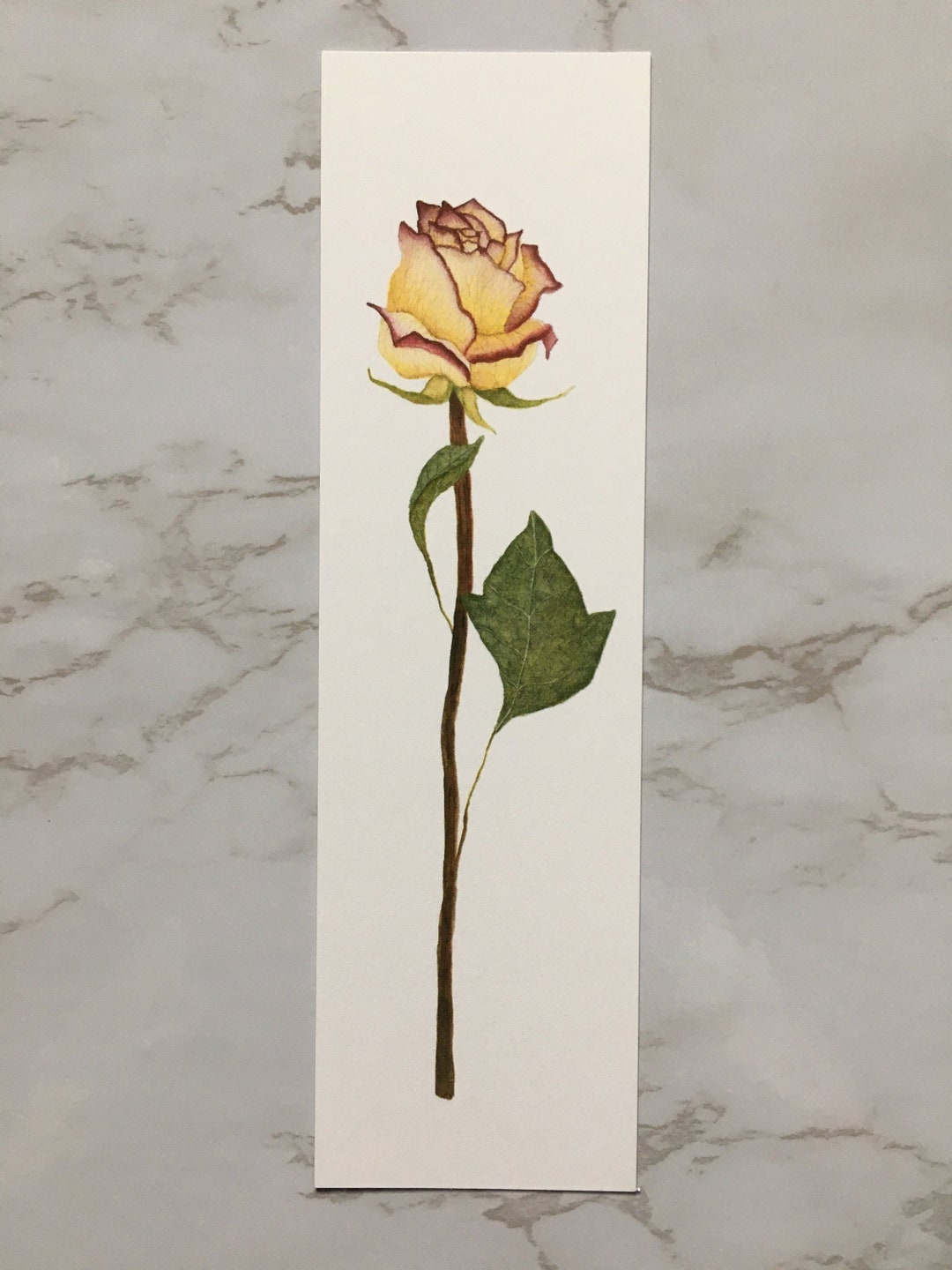 Yellow and Purple Rose Bookmark | Floral Bookmark | Watercolor Rose ...