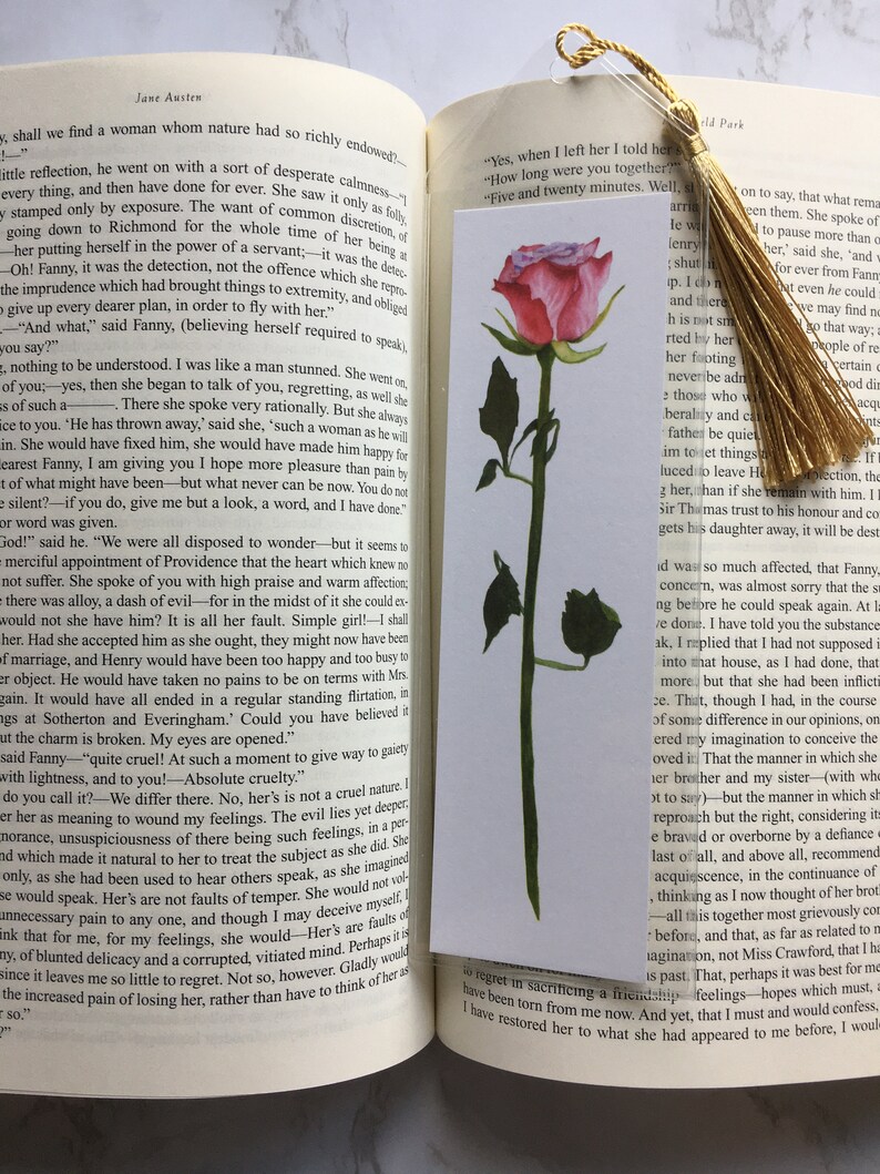 Pink and Purple Rose Paper Bookmark Dried Rose Bookmark | Etsy