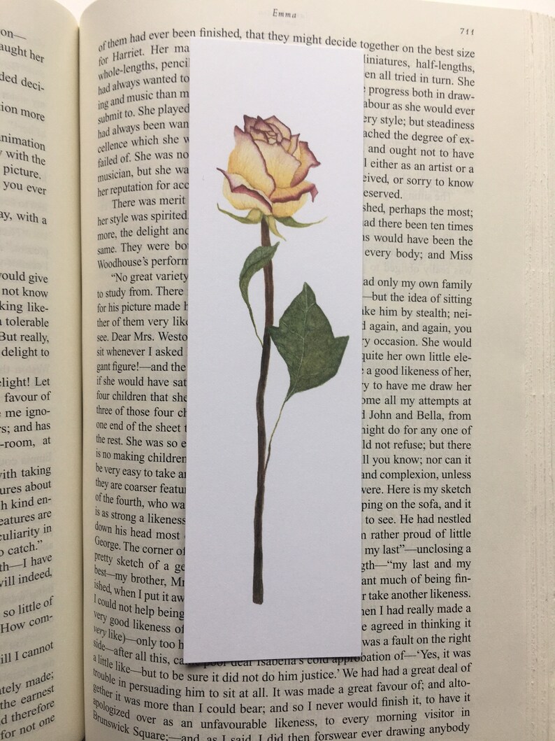 Yellow and Purple Rose Bookmark | Floral Bookmark | Watercolor Rose ...