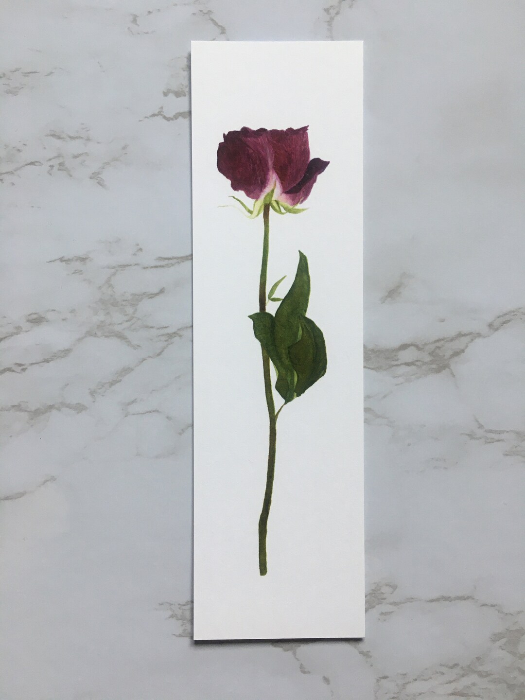 Purple Rose Watercolor Flower Bookmark | Dried Rose Bookmark | Flower ...