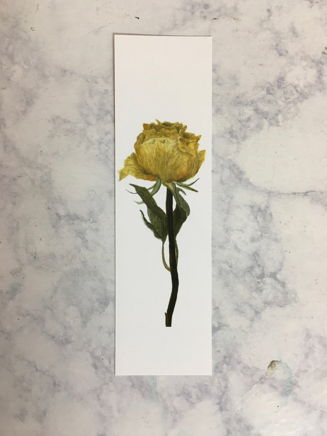 Yellow Rose Bookmark | Dried Rose Bookmark | Flower Bookmark | Book ...