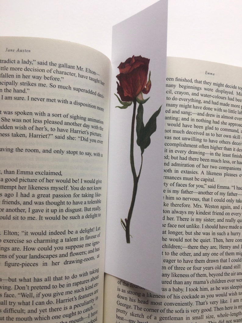 Red Rose Bookmark Dried Rose Bookmark Flower Bookmark | Etsy