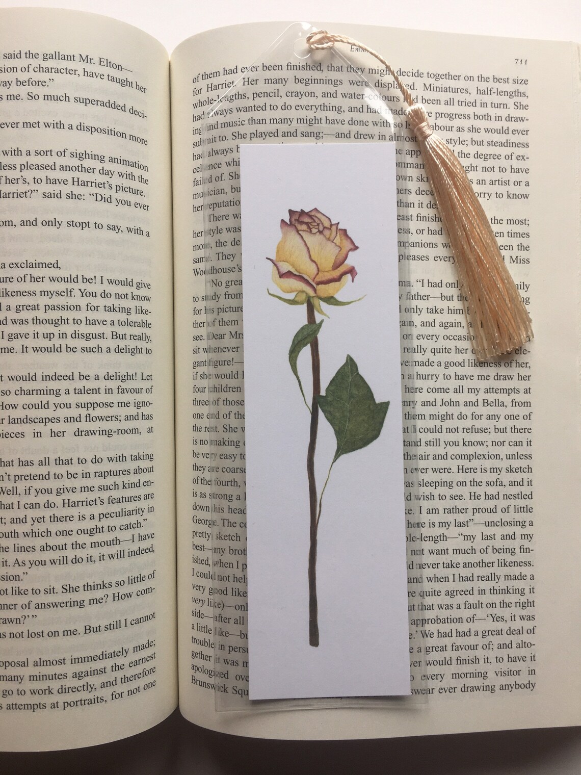 Yellow and Purple Rose Bookmark Floral Bookmark Watercolor - Etsy