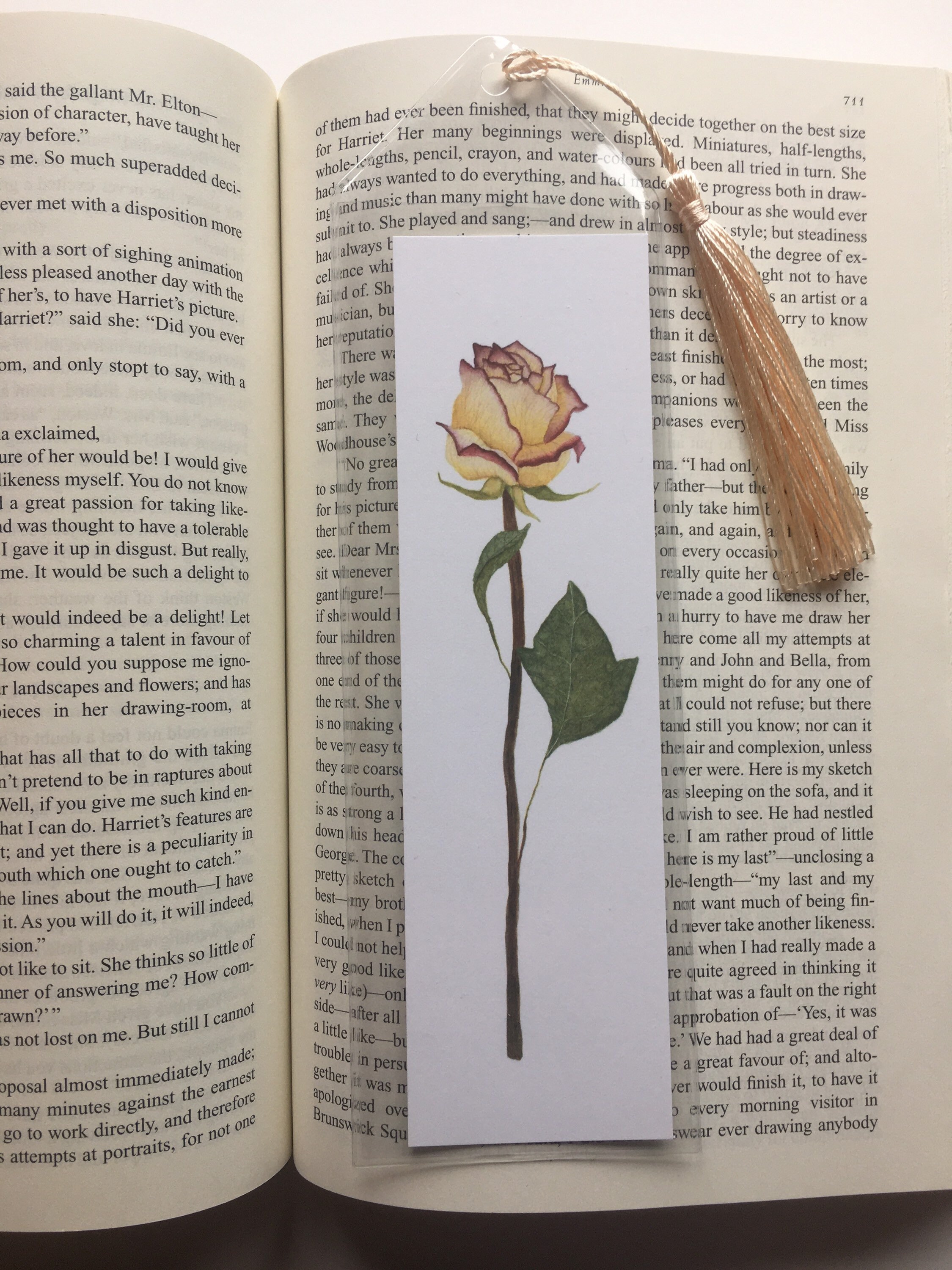 Yellow and Purple Rose Bookmark | Floral Bookmark | Watercolor Rose ...