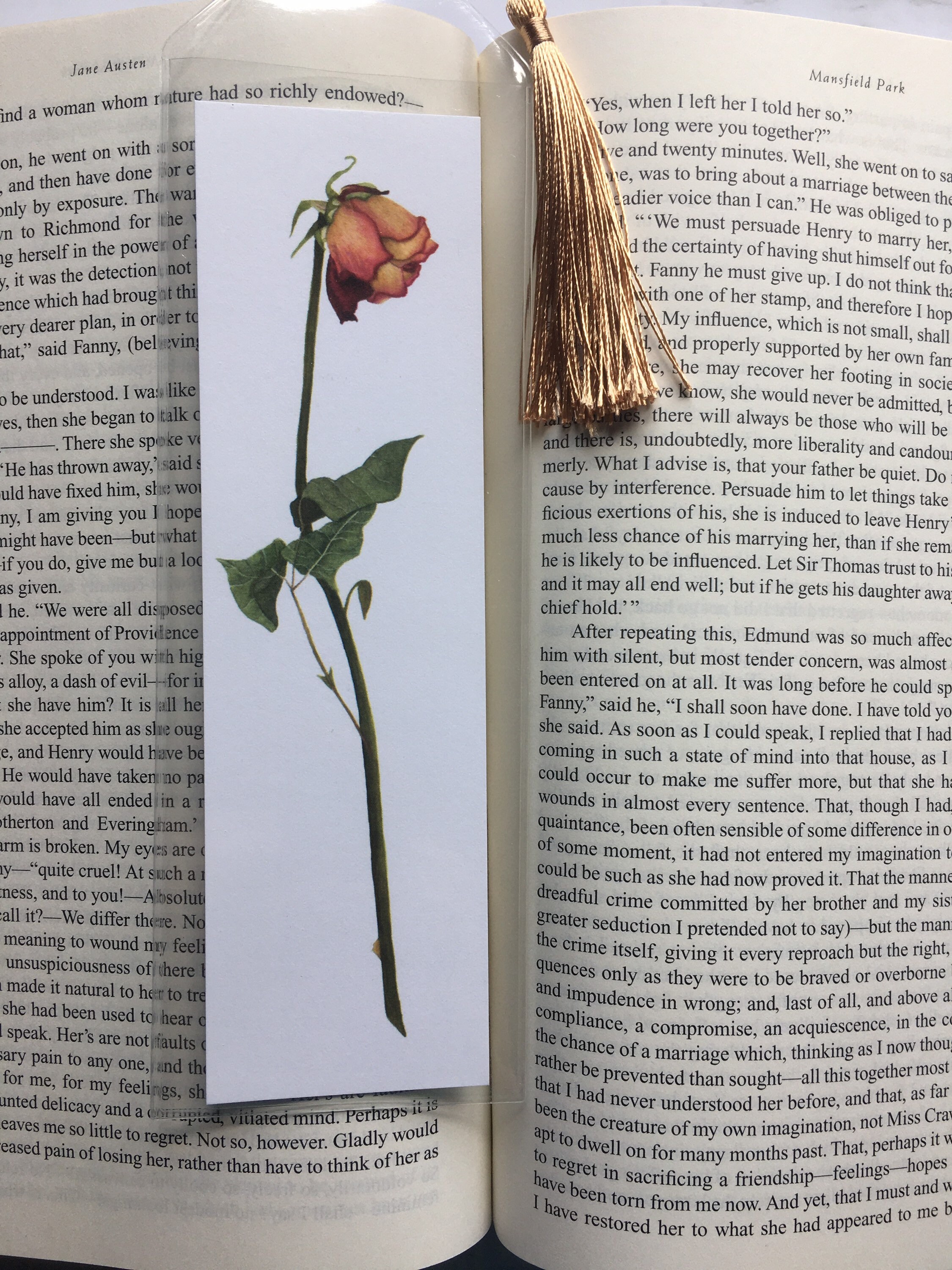 Orange and Red Rose Bookmark | Floral Bookmark | Botanical Art Bookmark ...