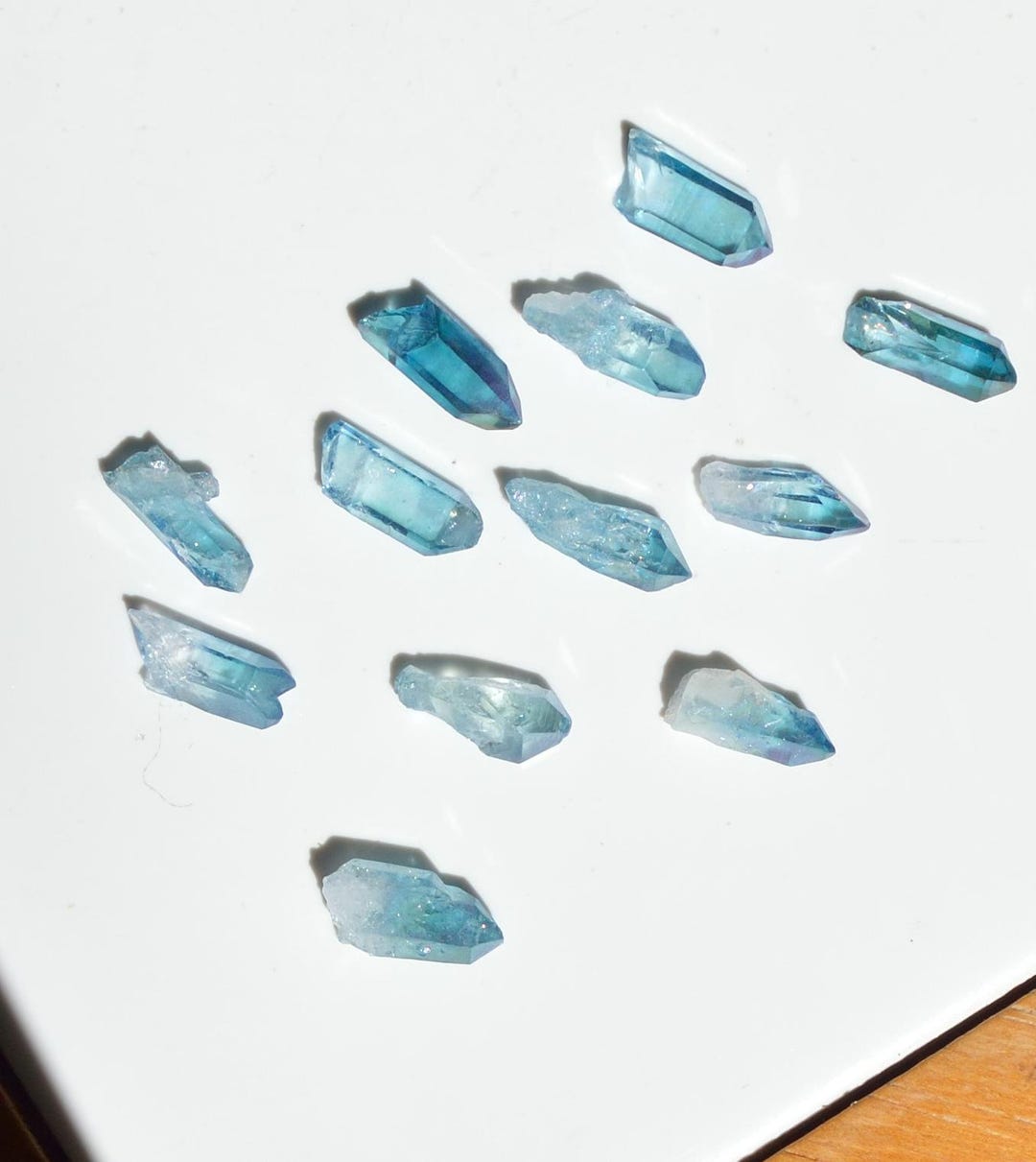 Aqua Aura Quartz, 12 Crystals L 12-14mm W 3-5+mm - Etsy