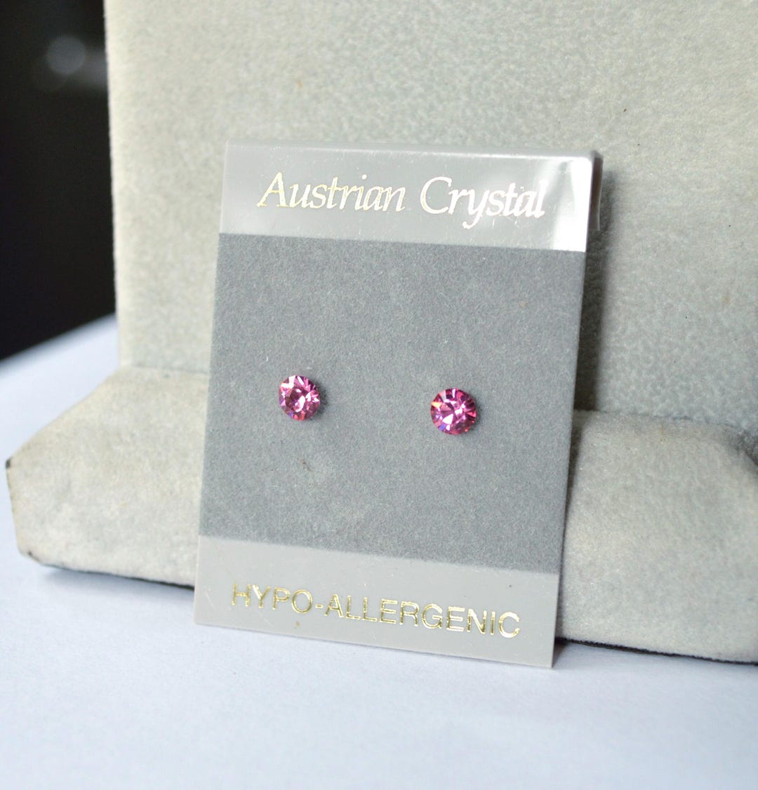 Pink Stud Earrings: 3+mm Crystals , Hypoallergenic Findings - Color ...