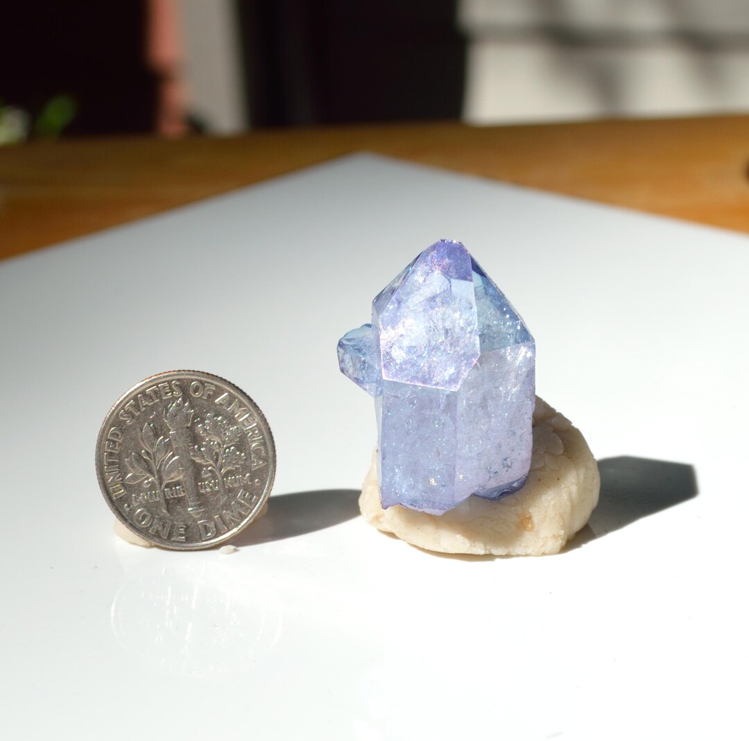 Tanzine Aura ET Quartz Crystal, Tanzanite Aura Quartz With Bridge ...