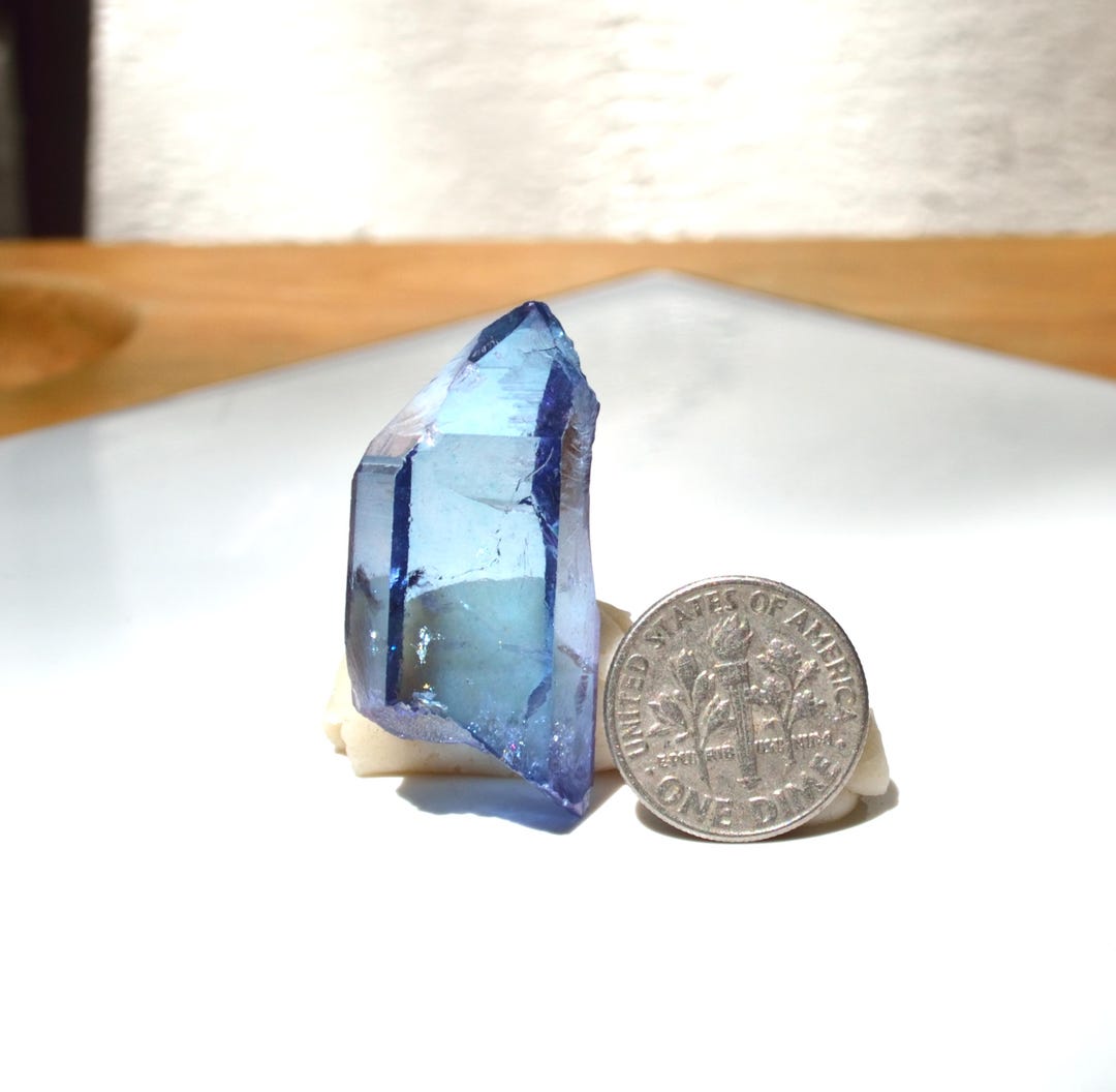 Tanzine Aura Quartz Crystal, Tanzanite Aura Empathic Quartz, Tanzan ...