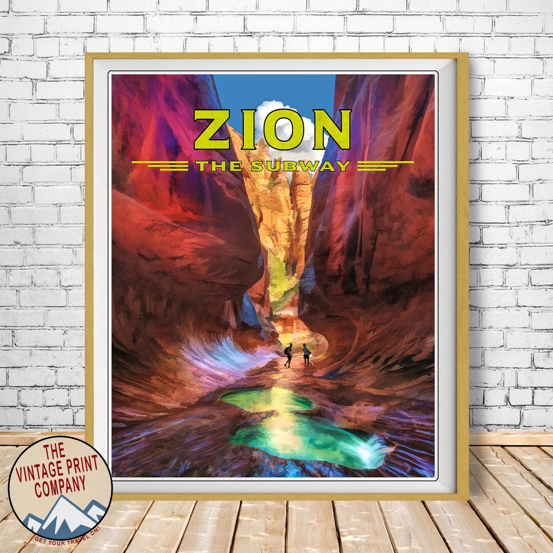 Zion Poster, Zion National Park Poster, National Park Print, the Subway ...