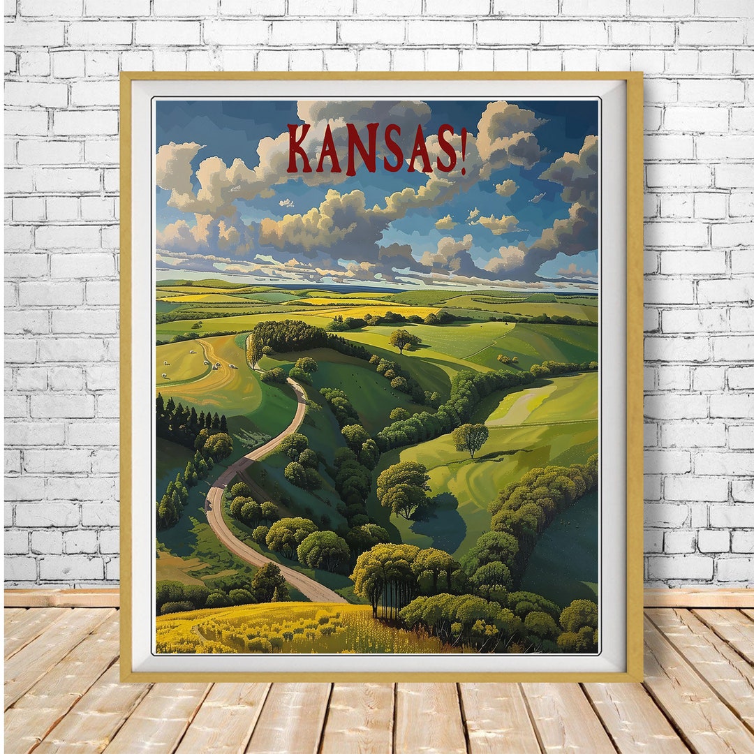 Kansas Poster, Kansas Landscape Print, Rural Kansas Poster, Kansas ...