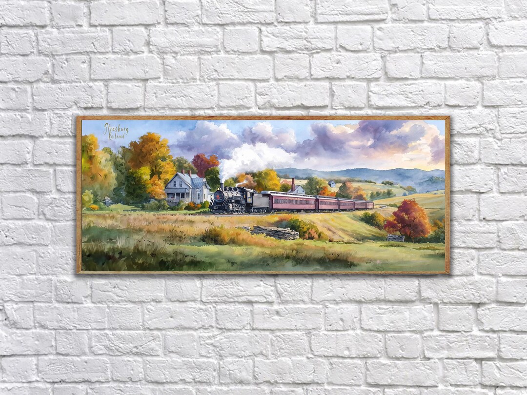 Strasburg Railroad Poster – Panoramic Vintage Steam Train Wall Art ...